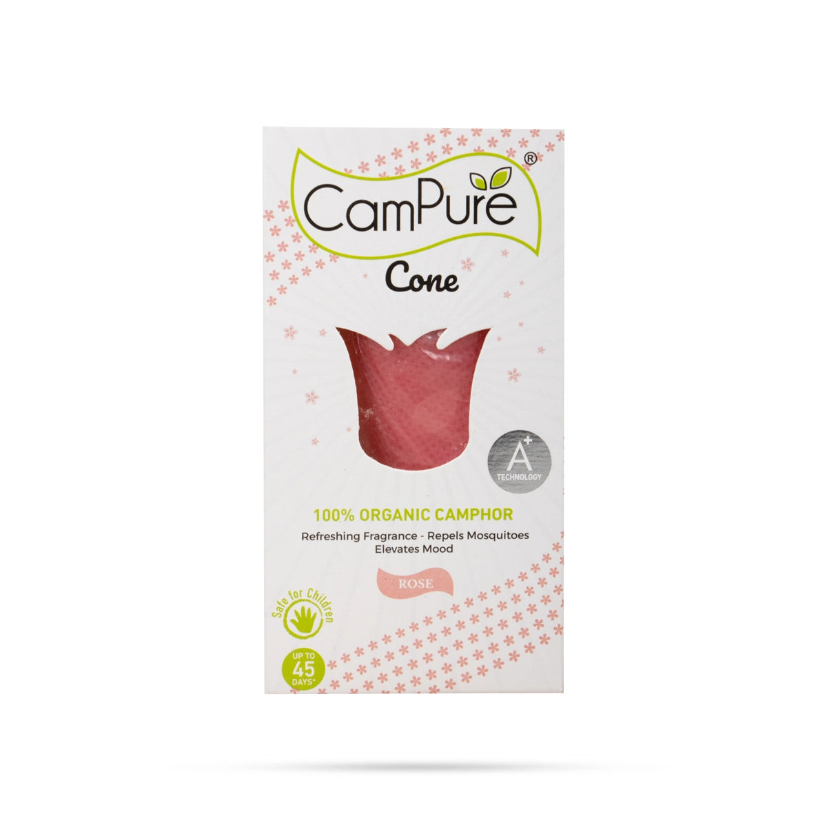 Campure Cone Rose - 60 Gms | Organic Camphor/ Refreshing Fragrance - R