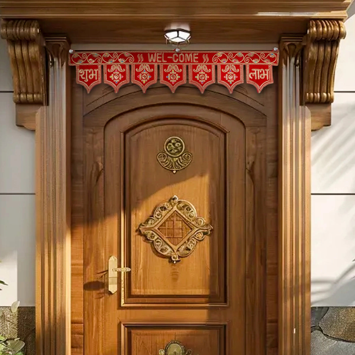 Giri - Velvet Toran | Red Embroidery Toran | Artificial Toran