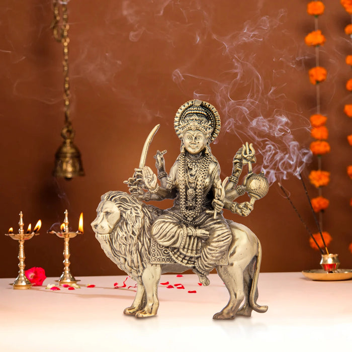 Giri - Durga Devi Sitting On Lion | Durga Maa Brass Statue | Durga Idol ...