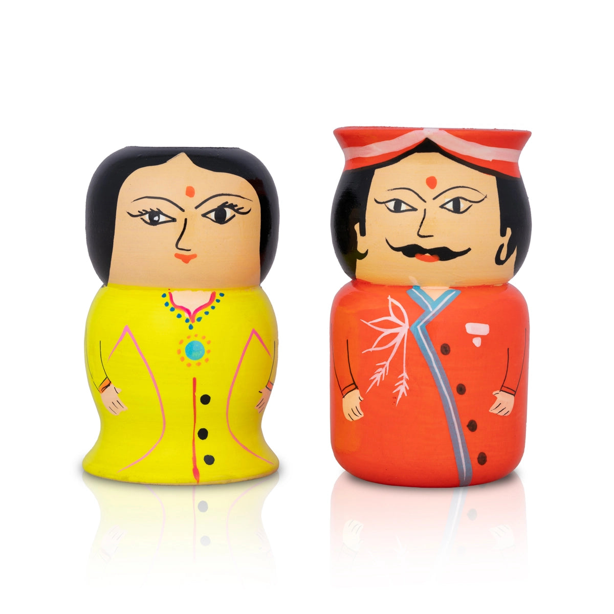 Giri - Raja Rani Wooden Pen Stand | Wooden Pen Holder | Pen Stand