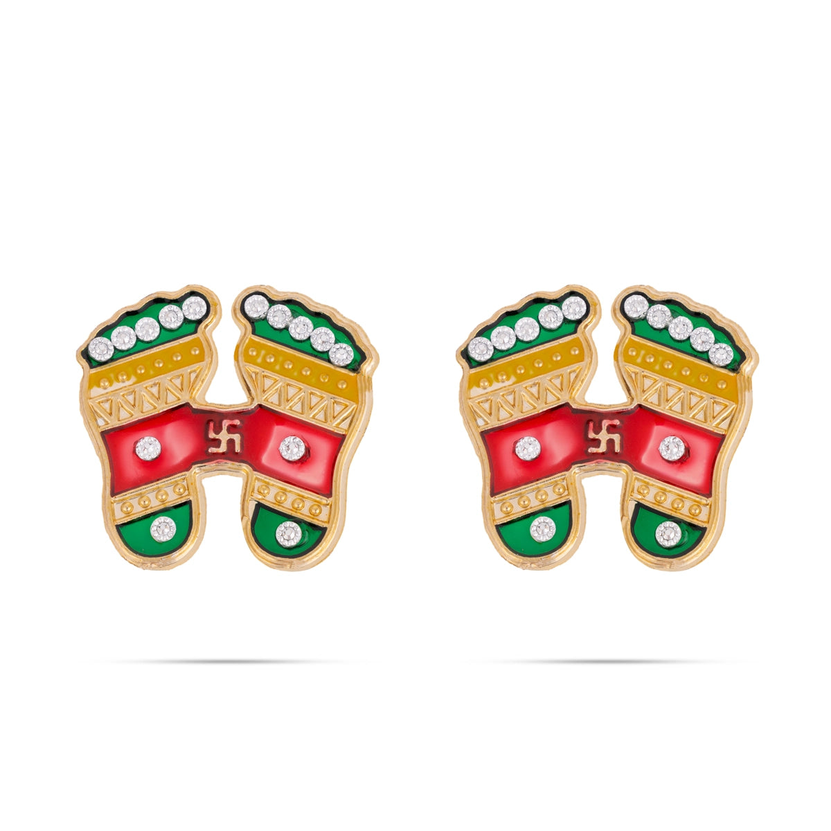 Swastik Two Padham Sticker | Paduka Set| God Feet | Red Padam