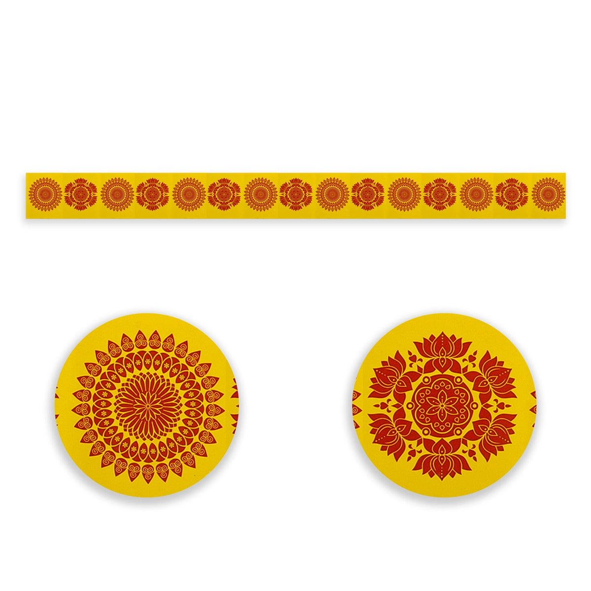 Giri - Yellow Border Kolam Sticker Set | Traditional Kolam Stickers