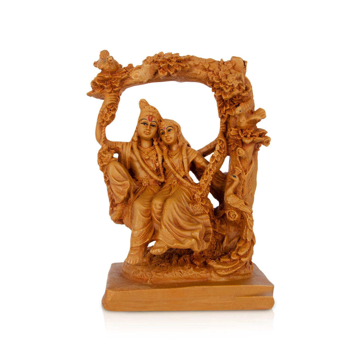 Giri - Radha Krishna Wood Carving Sitting On Tree