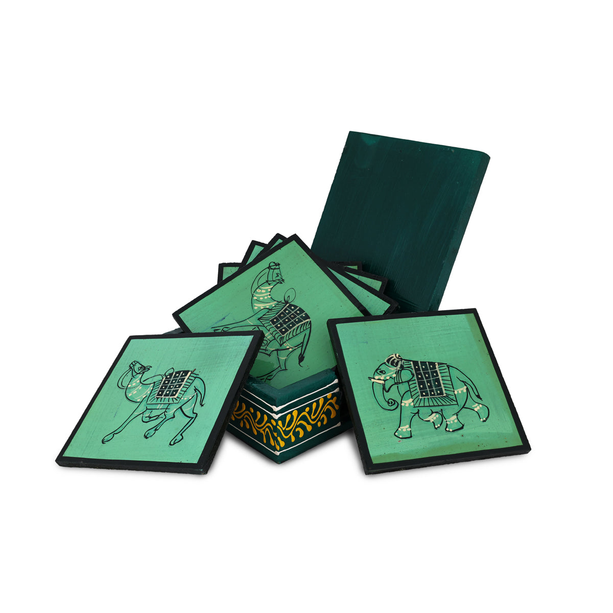 Wooden Painted Tea Coaster Set | Tea Set | Tea Coaster Set