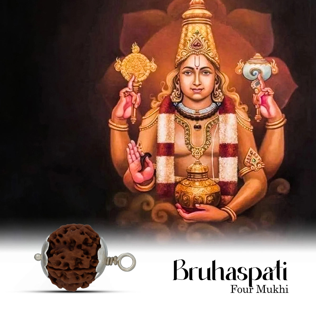 4 Face Rudraksha Bead Pendant | Nepali Rudraksha Bead/ White Cup Rudra ...