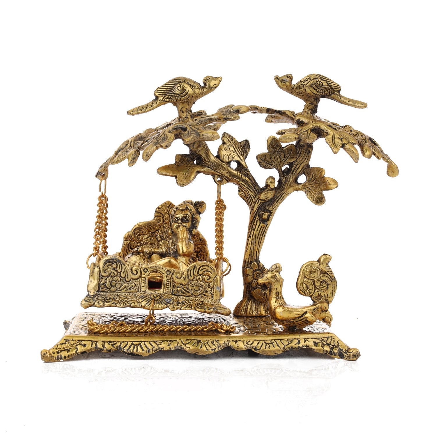 Giri - Krishna Jhula Under Tree | Brass Statue | Krishna Idol — Giri ...